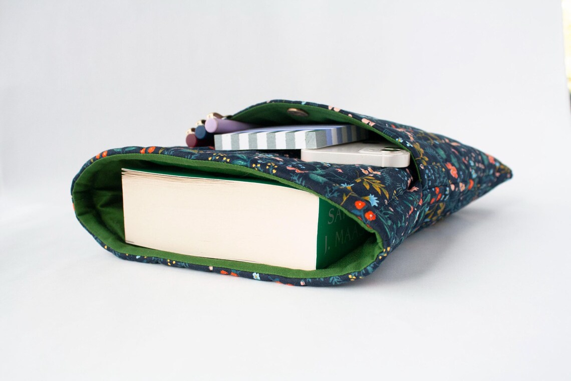 Quilted Rifle Paper Co. Book Sleeve, Quilted Book Pouch, Gift for Book ...