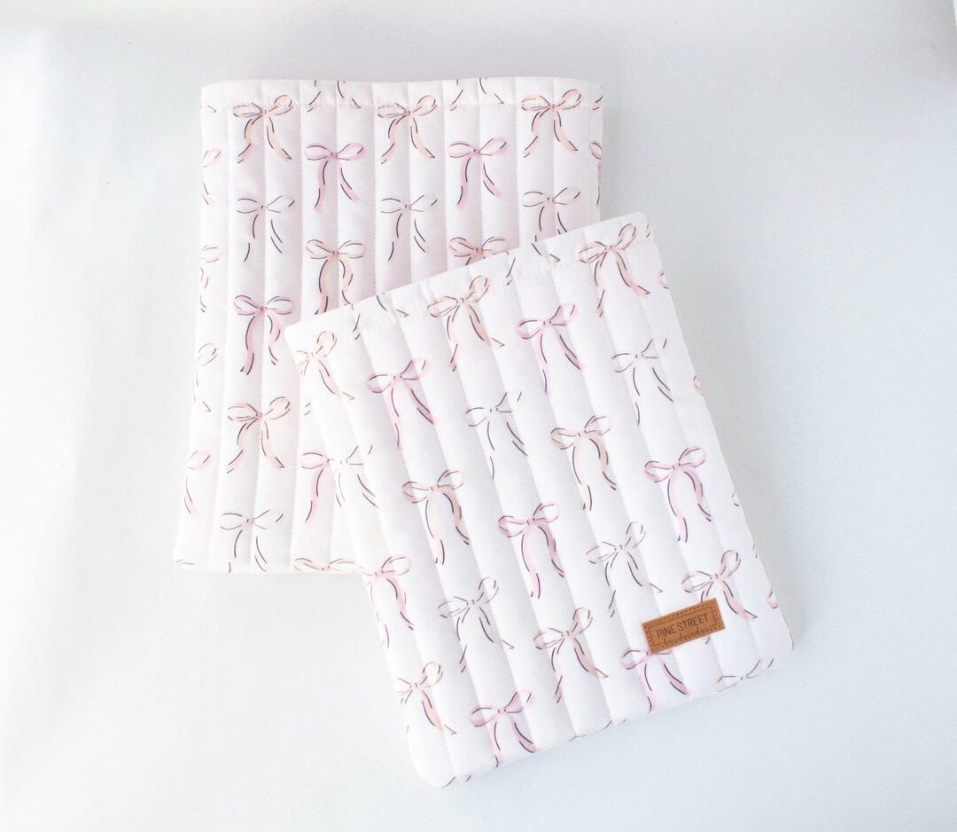 Quilted Bows Book Sleeve, Quilted Book Case, Neutral Book Sleeve, Book ...