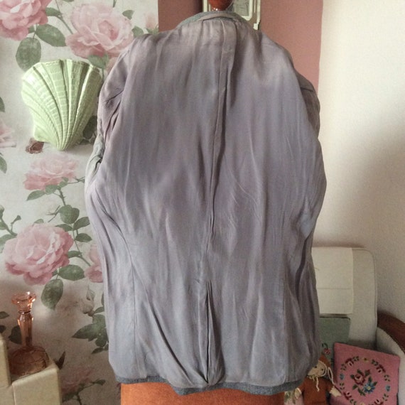 1940s quality tweed jacket in dove grey wool with pin… - Gem
