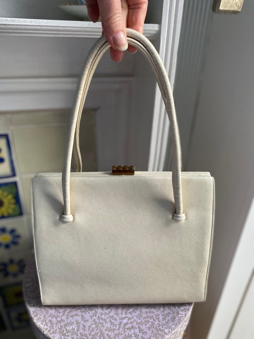 1950s Vintage Cream White Ivory Leather Handbag by Waldybag. Vgc - Etsy