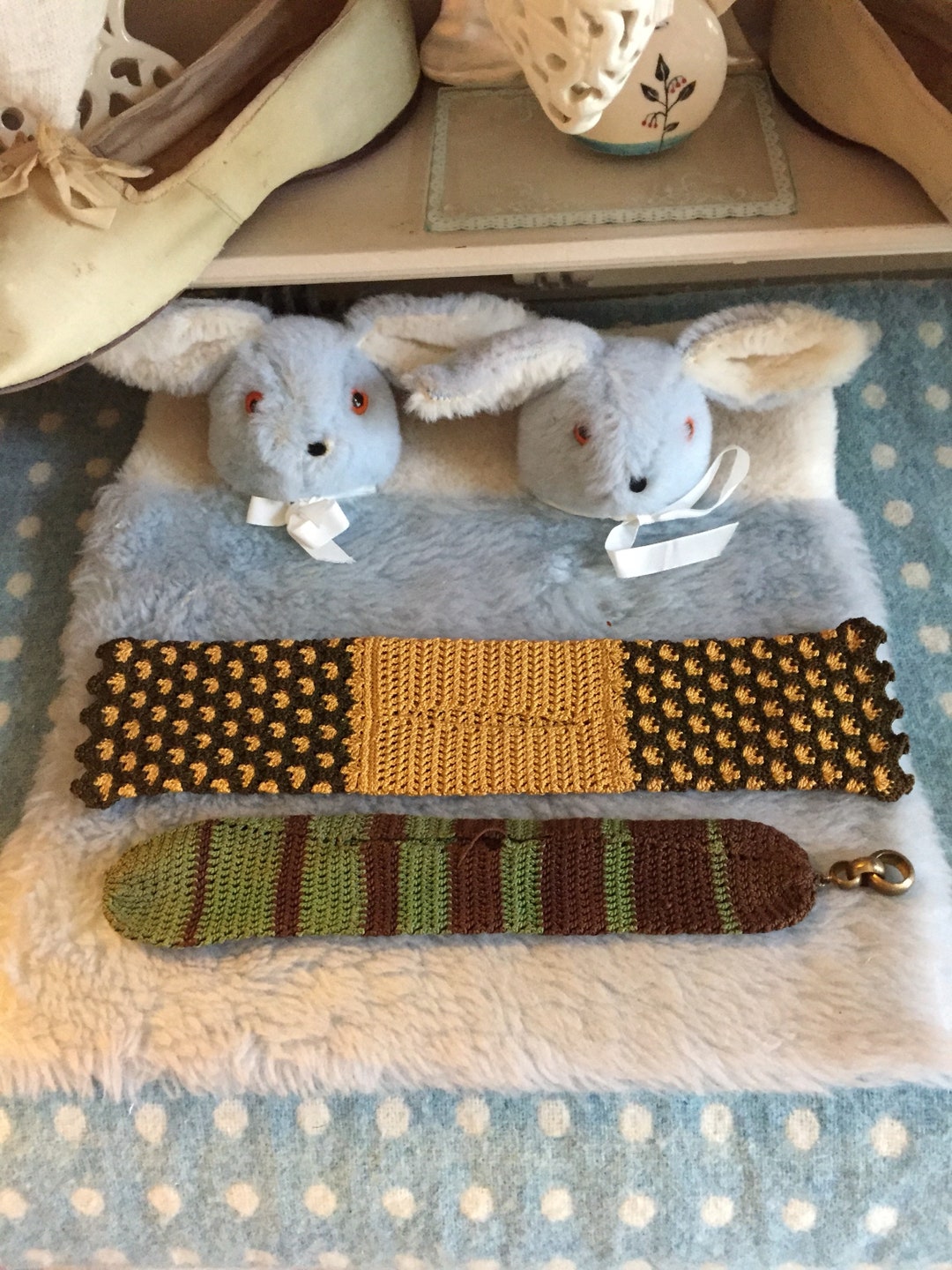 Pair of Antique 19th Century Victorian Misers Purses, One With Brass ...