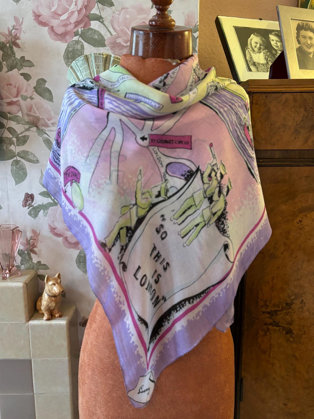 Rare 1940s Ww2 Pink Purple and Yellow Silk Scarf by Sammy. ‘so This is ...
