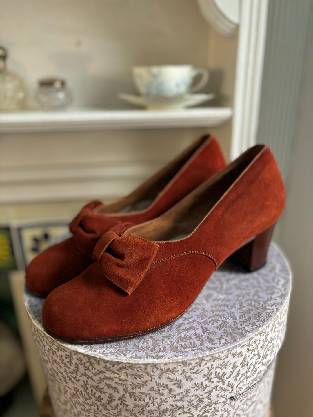 1940s Cc41 Deadstock Red Suede Brevitt Shoes Uk 7. Not Narrow - Etsy UK