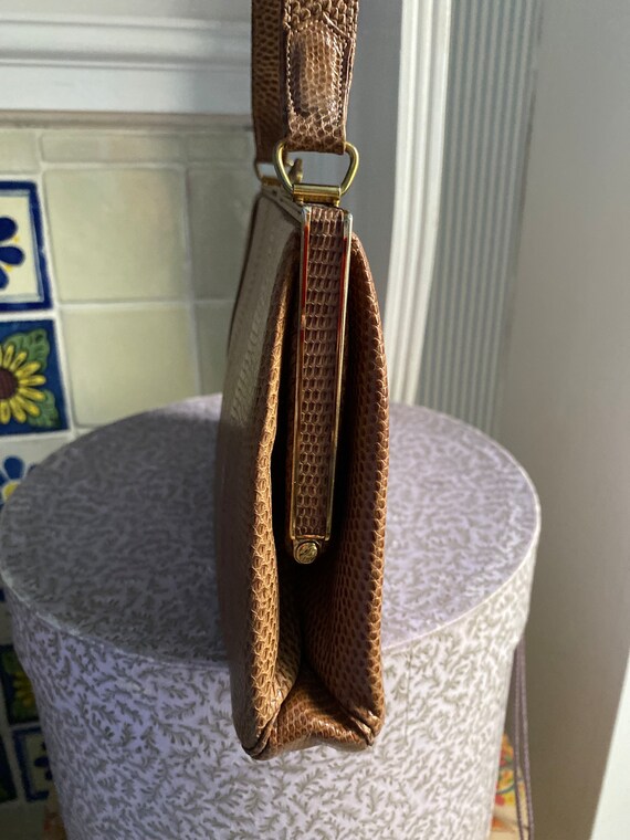 1940s 1950s light brown tan lizard leather Waldybag h… - Gem
