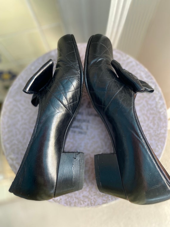 1940s CC41 black leather mod-heal shoes with large bo… - Gem