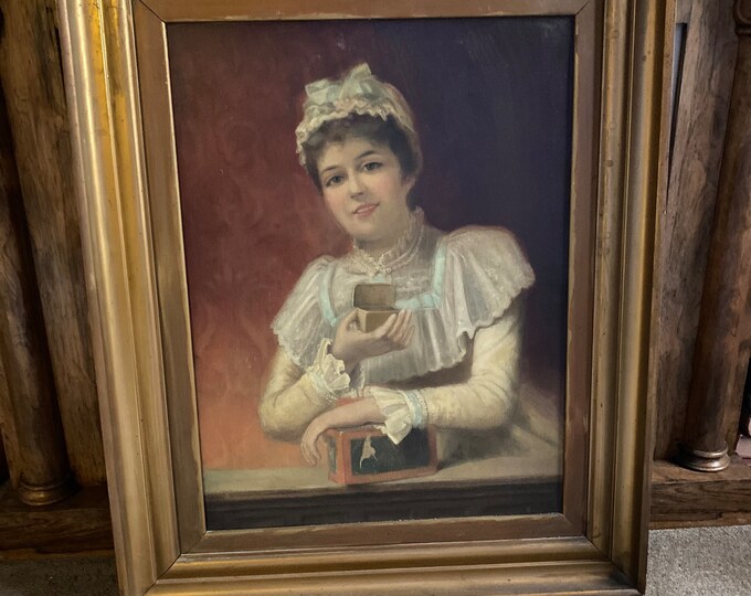 Antique 19th Century Victorian Oil Portrait Painting of a Woman in Gilt ...