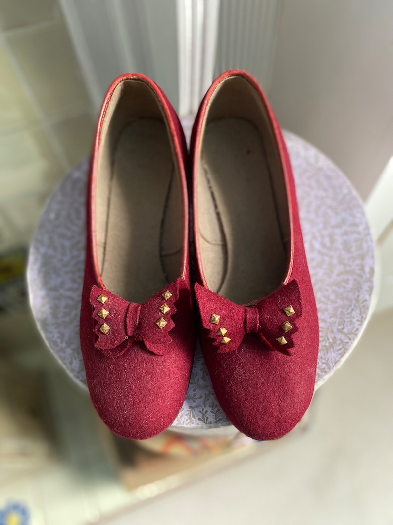 Vintage Ww2 1940s Cc41 Red Felt House Shoes With Bows. Uk 5. - Etsy