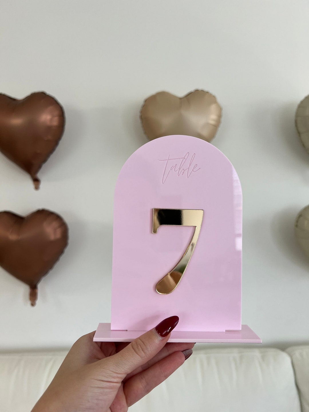 Blush Pink Table Number, Large Arch Table Numbers, Acrylic Table Number ...