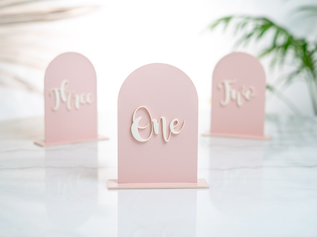 Pink Table Number, Arch Table Numbers, Acrylic Table Number, Girl ...