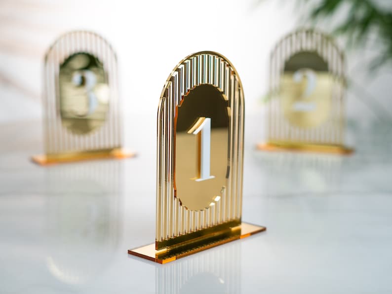 Gold Mirror Table Number Arch Table Numbers Acrylic Table - Etsy