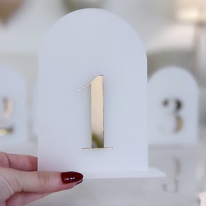 Blush Pink Acrylic Table Number, Gold Mirror Accent - Etsy