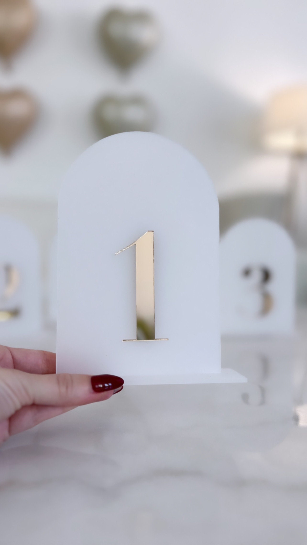 Blush Pink Acrylic Table Number, Gold Mirror Accent - Etsy