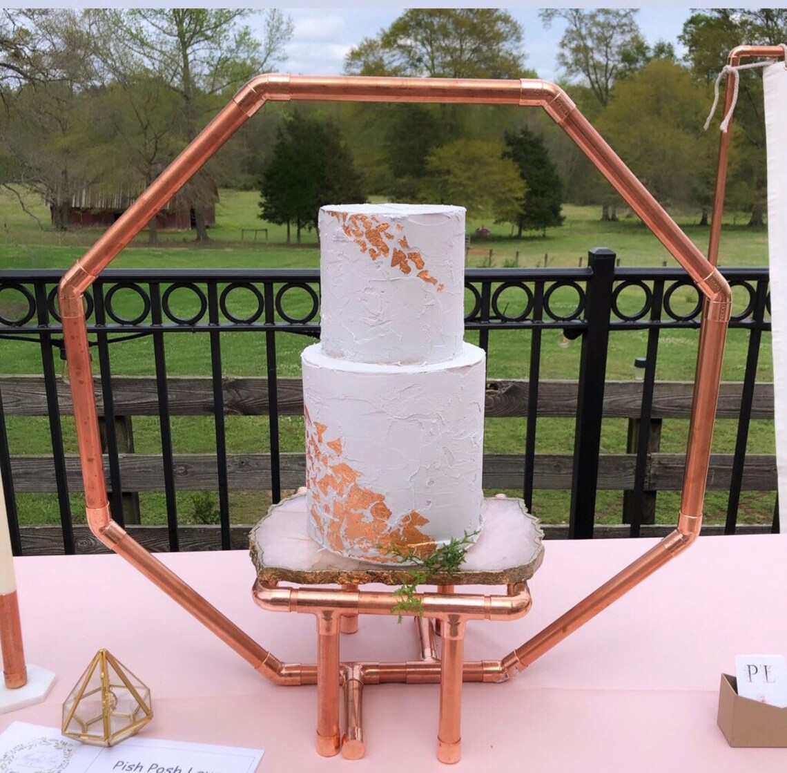 Cake Stand Wedding Cake Backdrop Copper Backdrop Hexagon - Etsy