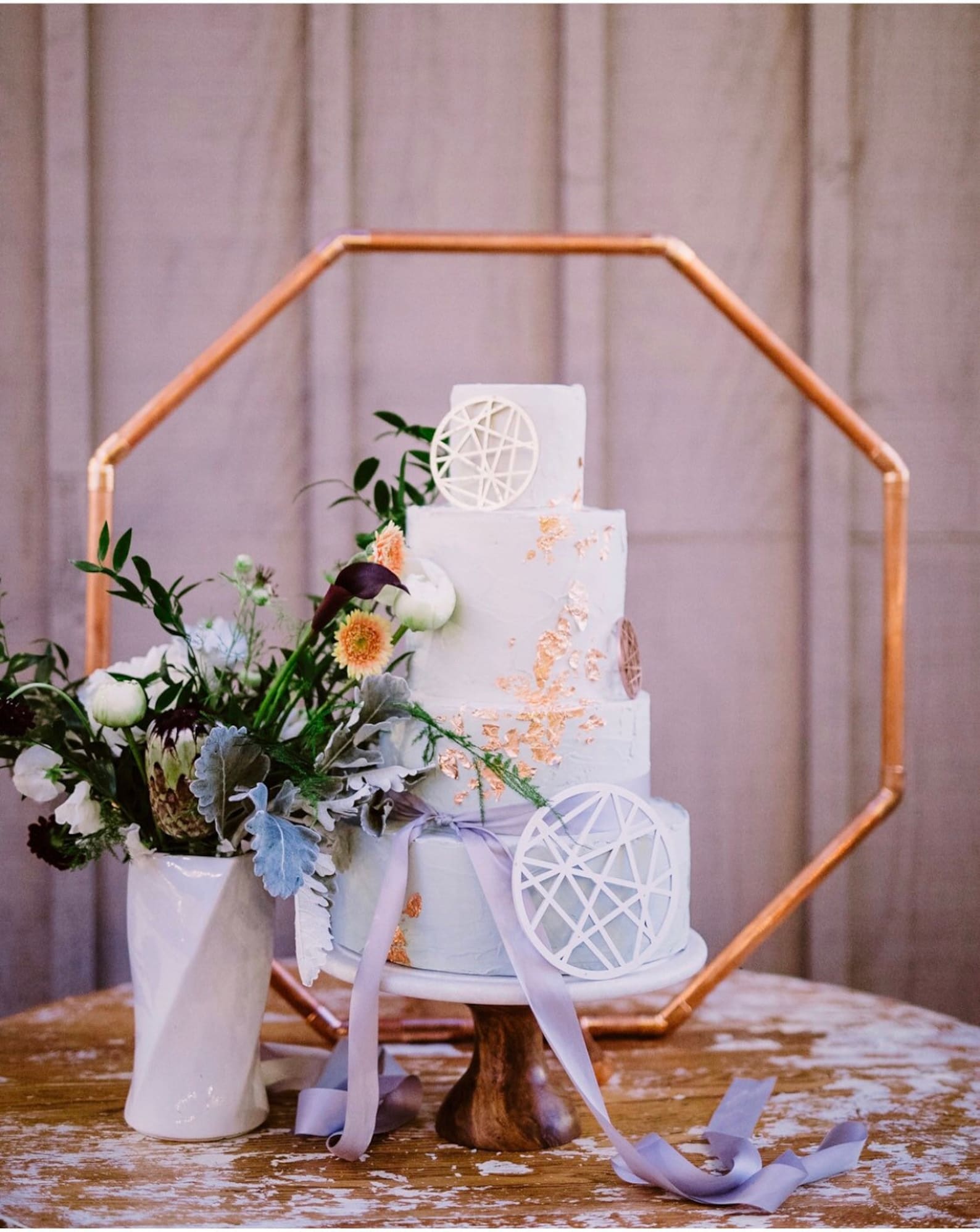 Cake Stand Wedding Cake Backdrop Copper Backdrop Hexagon - Etsy