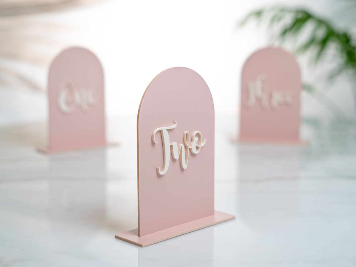Pink Table Number Arch Table Numbers Acrylic Table Number - Etsy