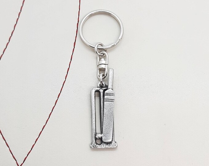 Cricket Stumps Bat Cricketer Pewter Keyring - Etsy