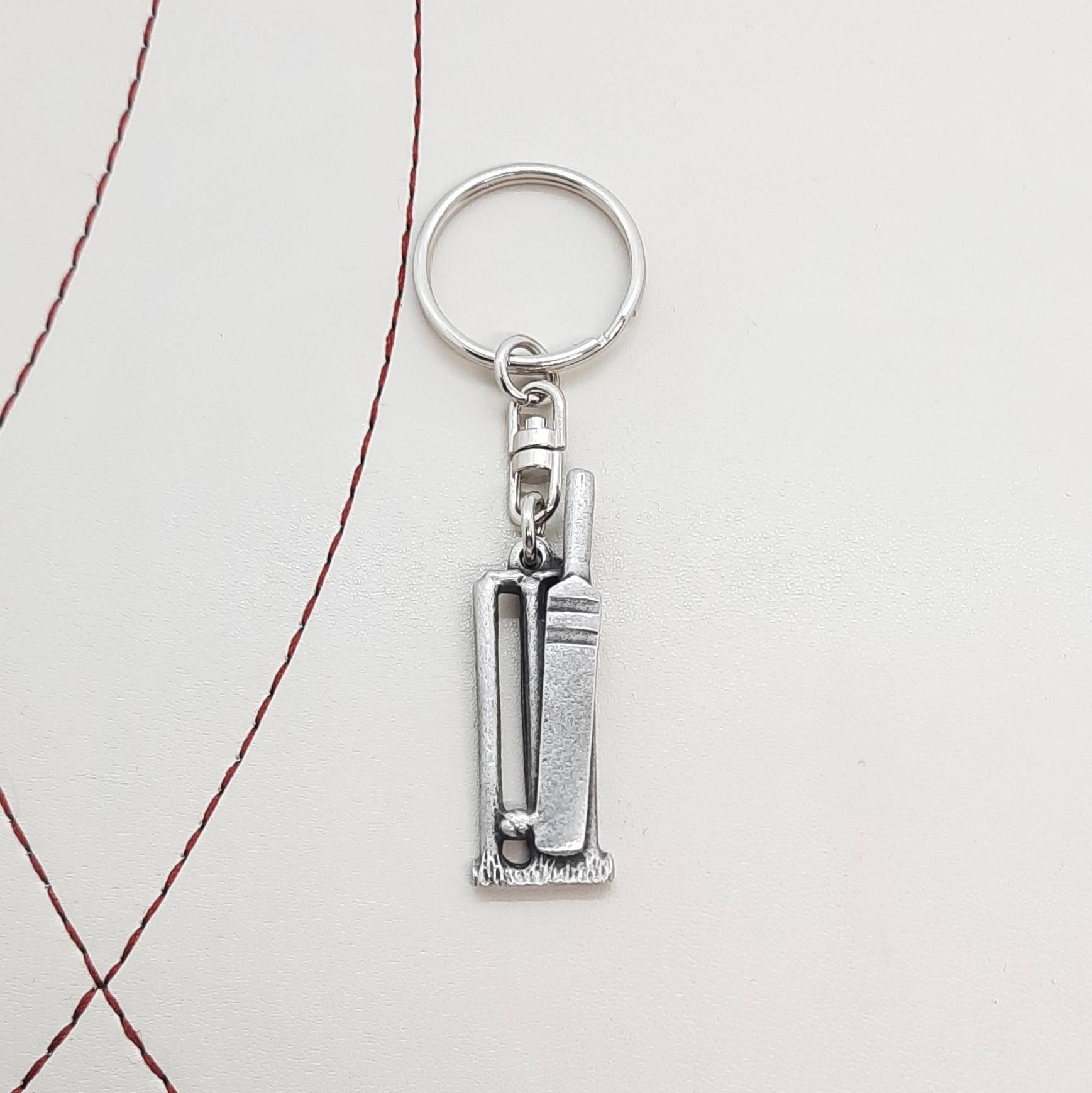 Cricket Stumps Bat Cricketer Pewter Keyring | Etsy