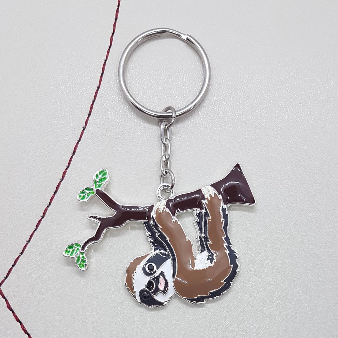 Sloth Keyring Keychain. Enamel Charm Bag Charm Birthday - Etsy