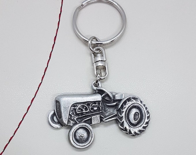 Pewter Tractor Massey Ferguson Style Keyring Keychain. Handcrafted in ...