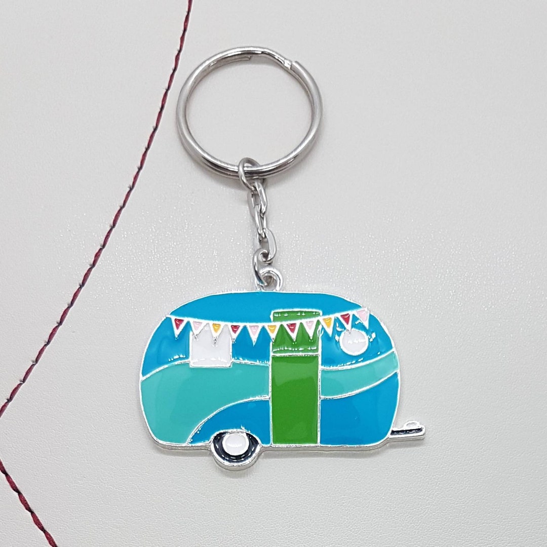 Caravan Blue Green Keyring Keychain. Enamel Charm, Bag Charm, Birthday ...