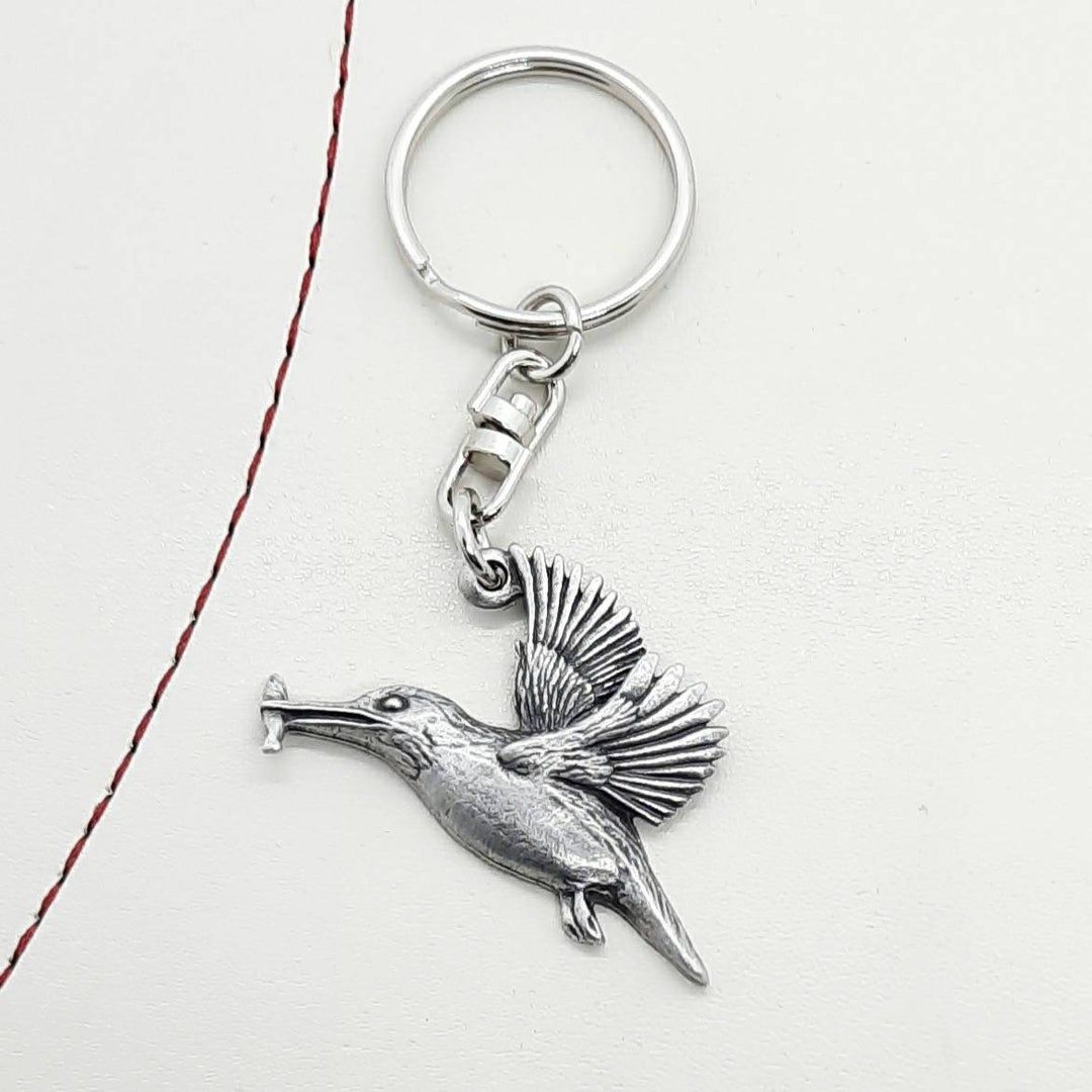 Pewter Kingfisher Bird Keyring Keychain. Handcrafted in the - Etsy