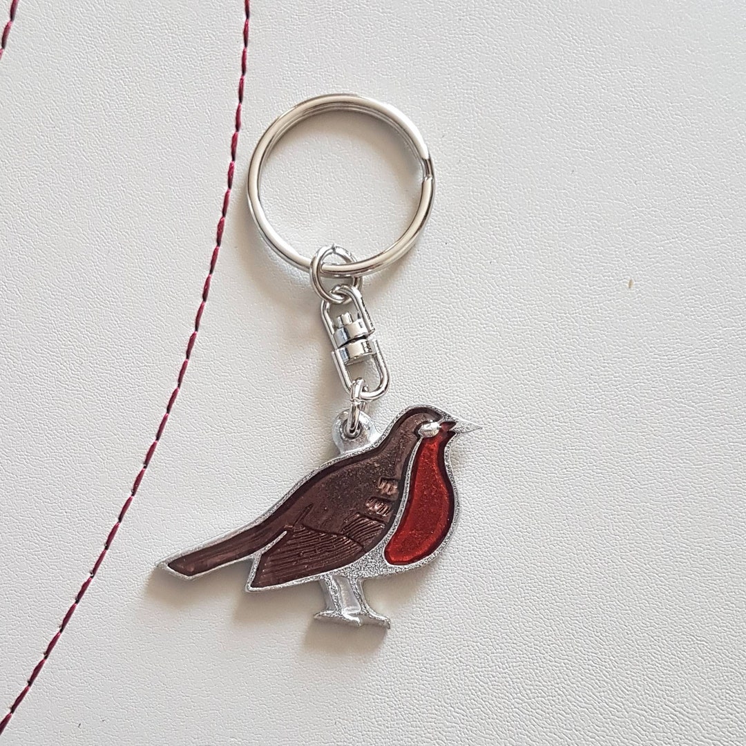 Pewter and Enamel Robin Keyring Keychain. Handcrafted in the UK. - Etsy
