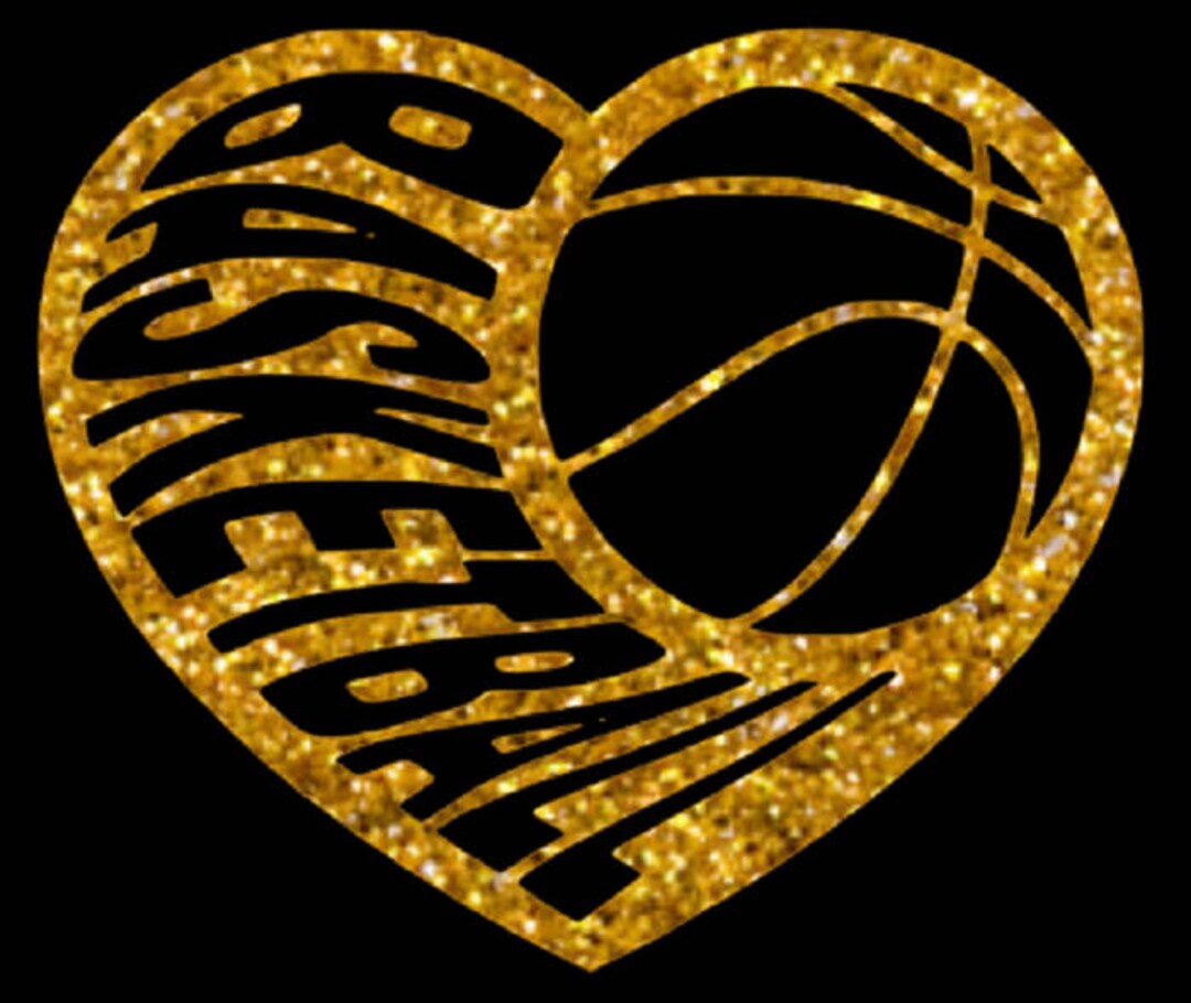 Heart Basketball, Glitter Vinyl Heat Transfer, or Heat Iron-on ...