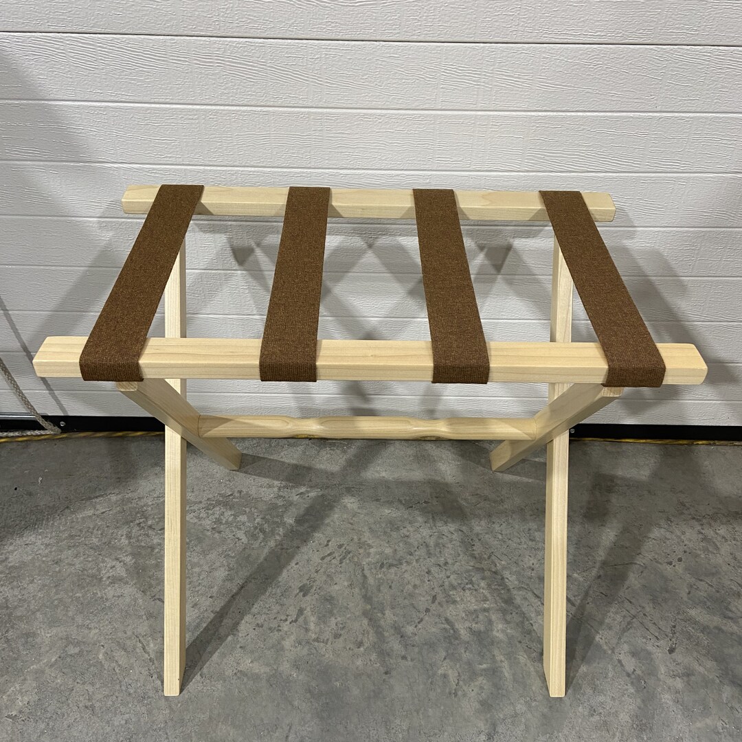 Natural Straight Leg Wood Luggage Rack With Teak Sunbrella - Etsy