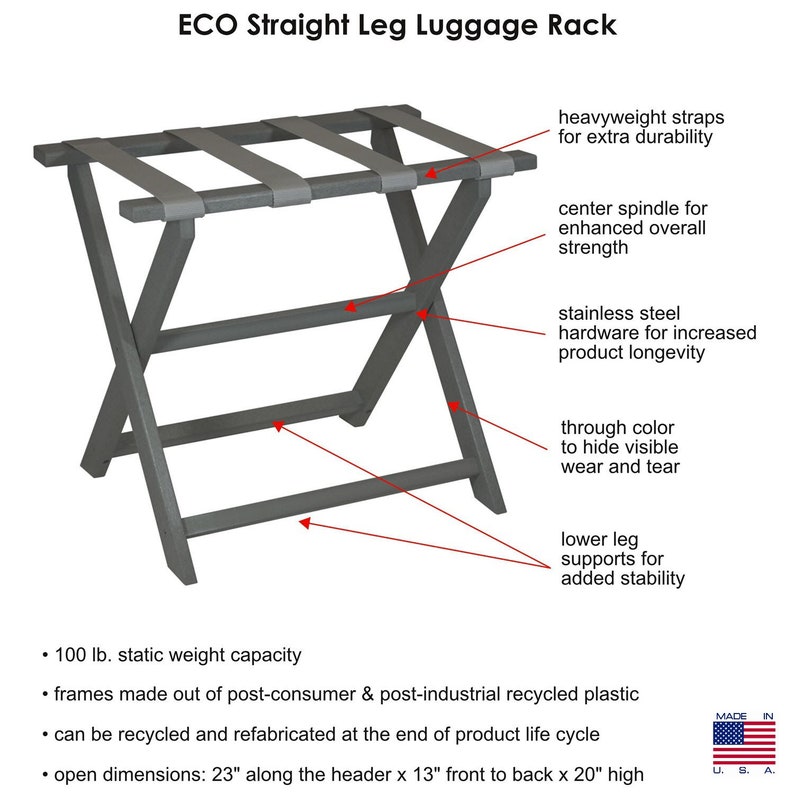 Cream Recycled Plastic Straight Leg Luggage Rack With Brown Burlap ...