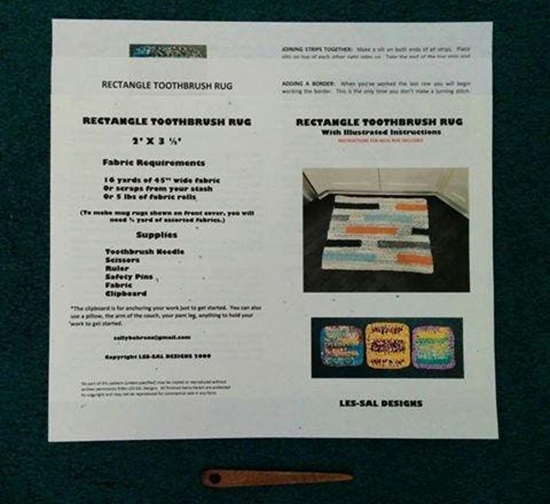Rectangle Toothbrush Rag Rug Pattern Digital Download - Etsy