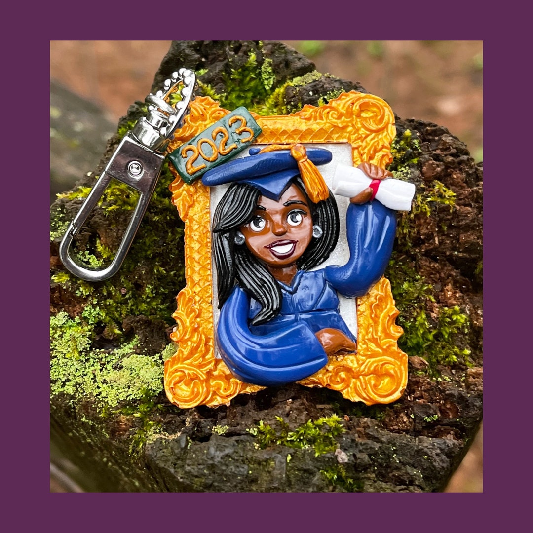 Custom Keychain for Graduates, Polymer Clay Keychain, Graduation Gift ...