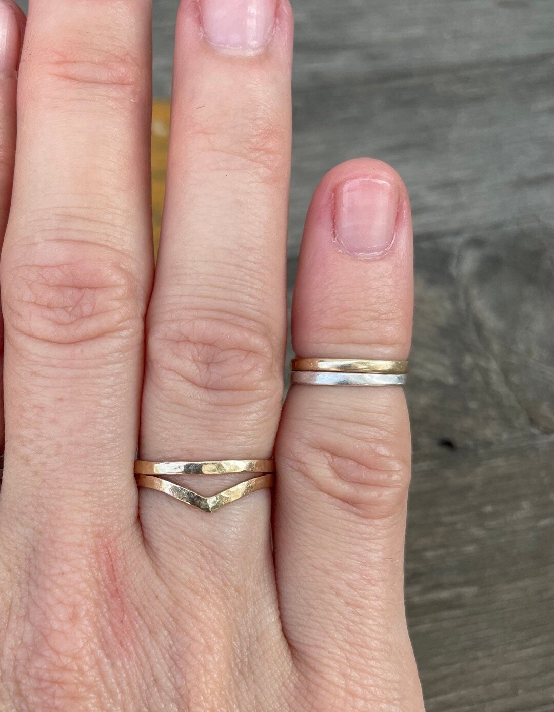 Hammered MIDI Stacking Rings | Minimalist Ring | Sterling Silver | 14k ...