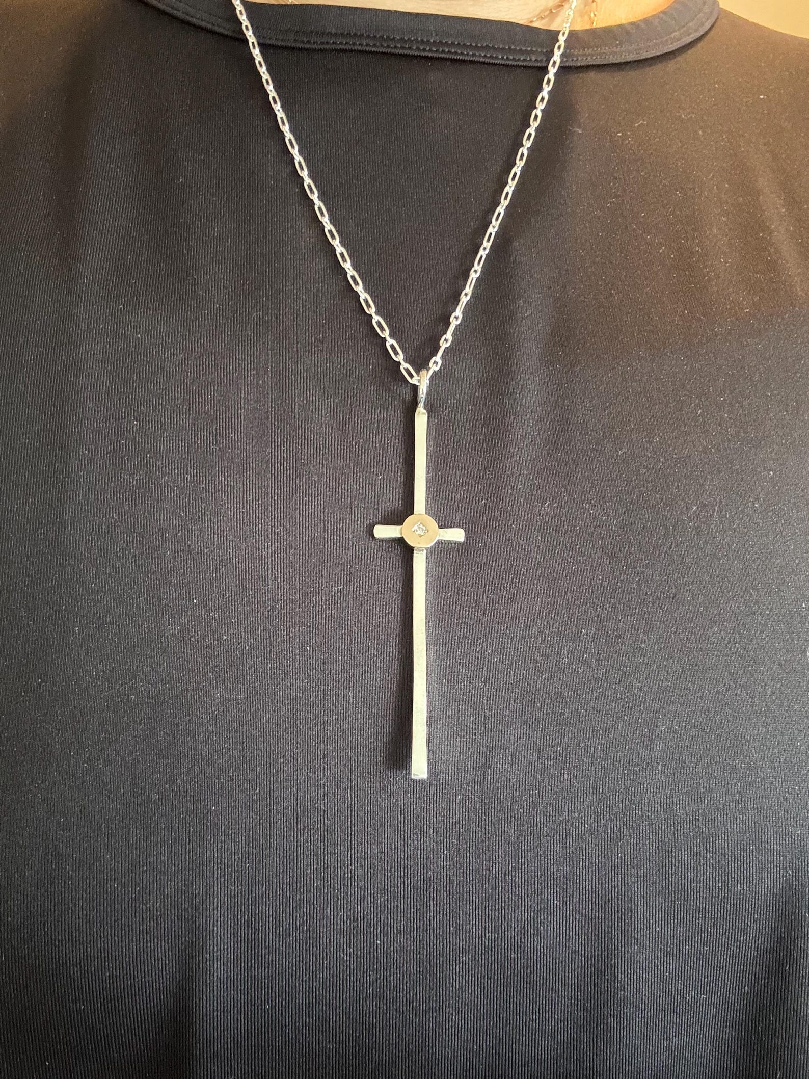 Cross Necklace | Long Cross | Cross With Diamond | Gold Cross - Etsy