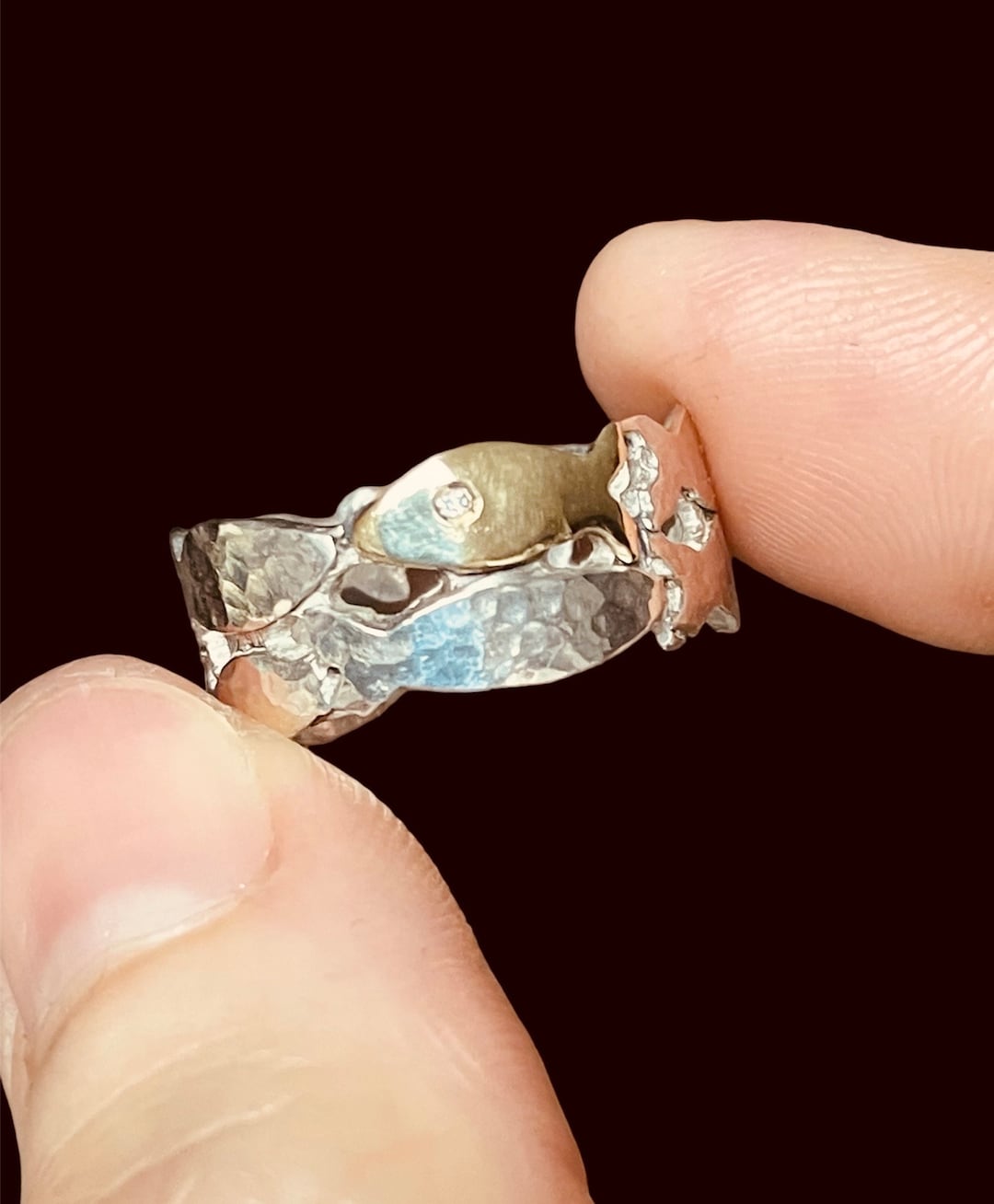 Sterling, 14K Gold, and Diamond Fish Ring | Chosen Ring | Christian ...