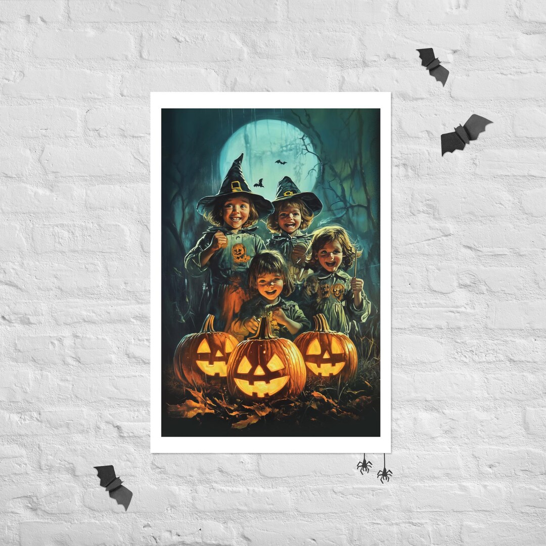Little Witches , Halloween Retro, 70s, 60s, 50s, Illustration, Trick R ...