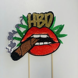 Custom Birthday Smoking Blunt Lips Cake Topper - Etsy