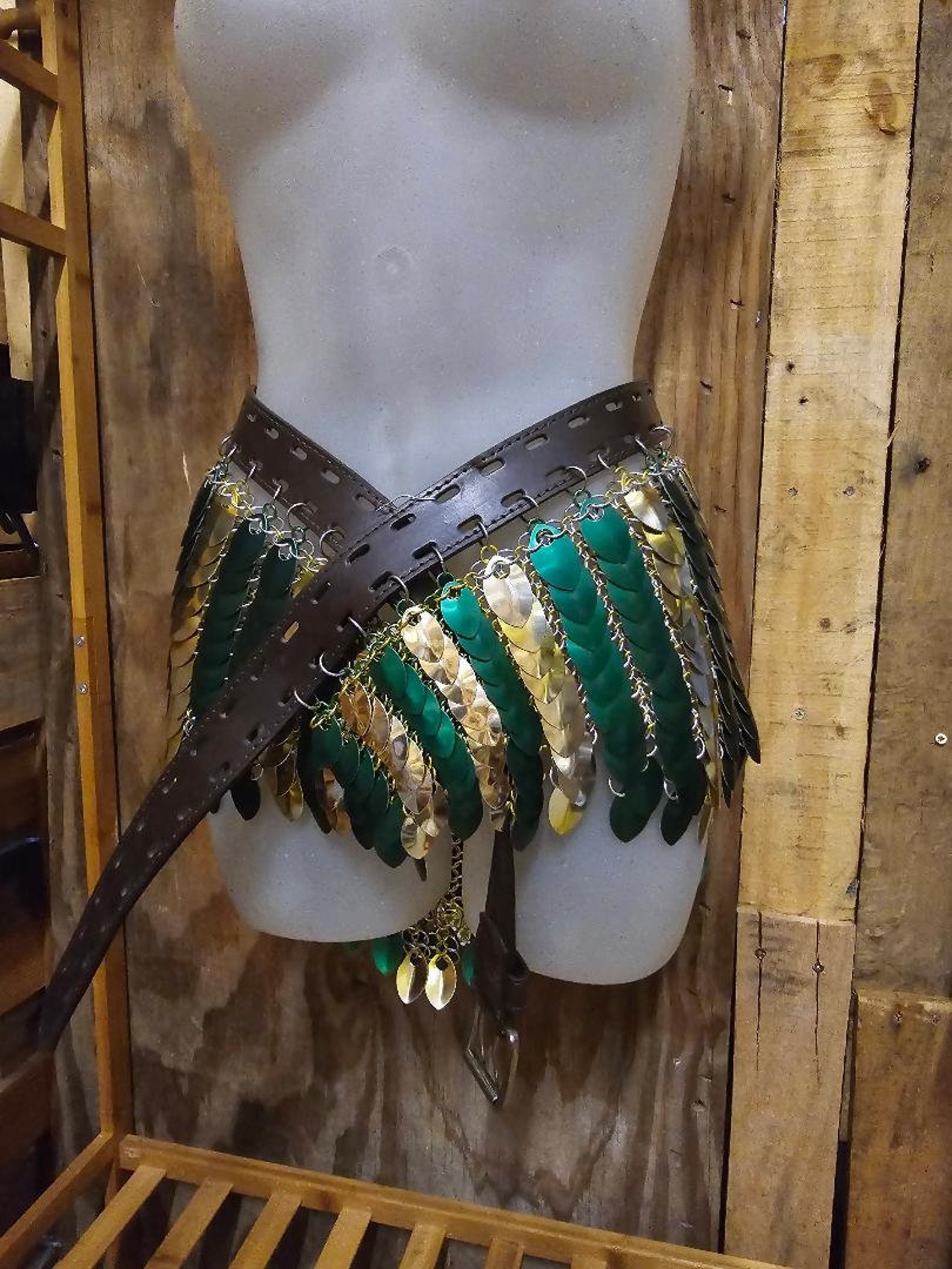 Scalemail Dragon Scale Green and Gold Larp Armor Belt - Etsy