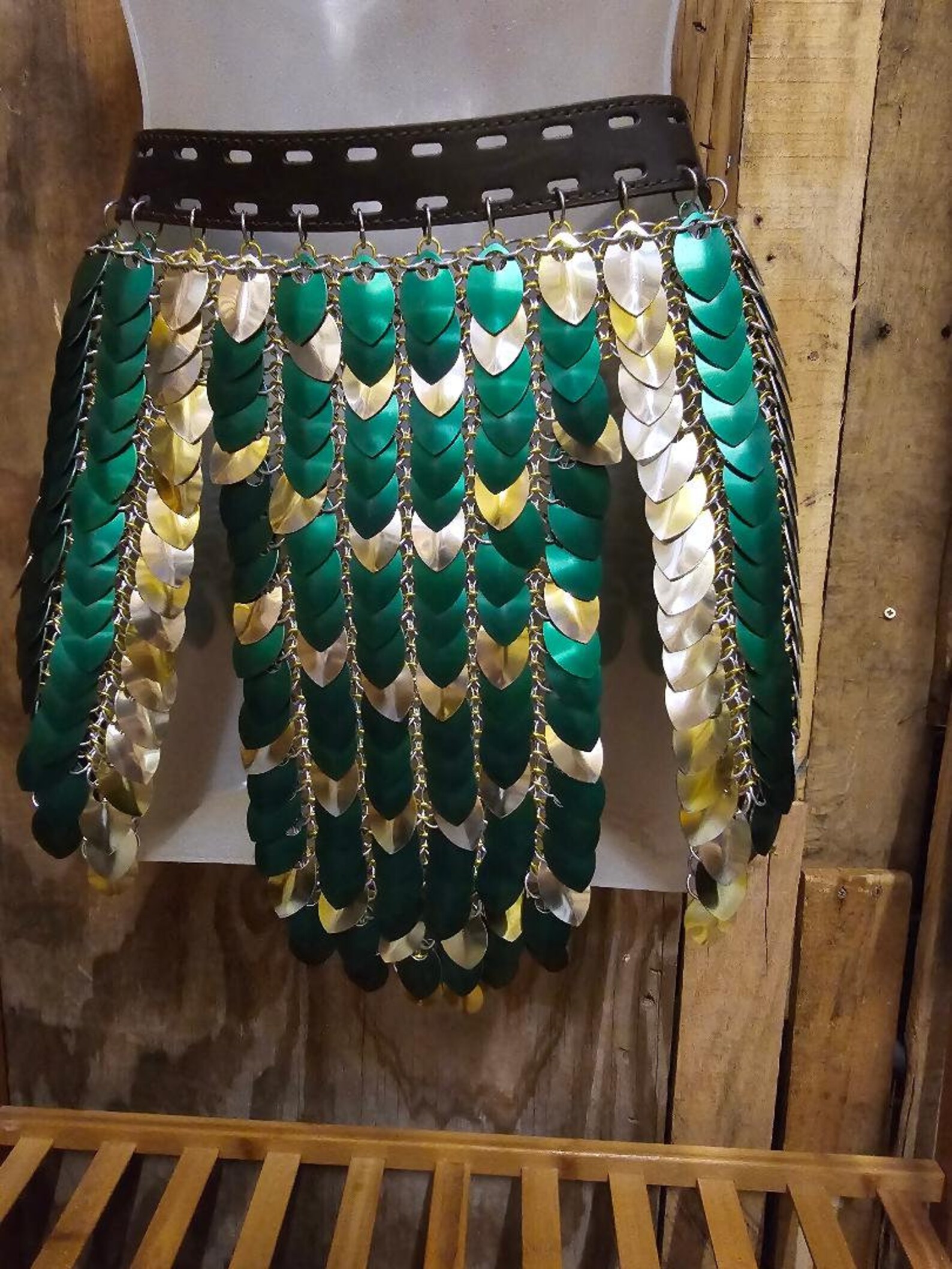 Scalemail Dragon Scale Green and Gold Larp Armor Belt - Etsy