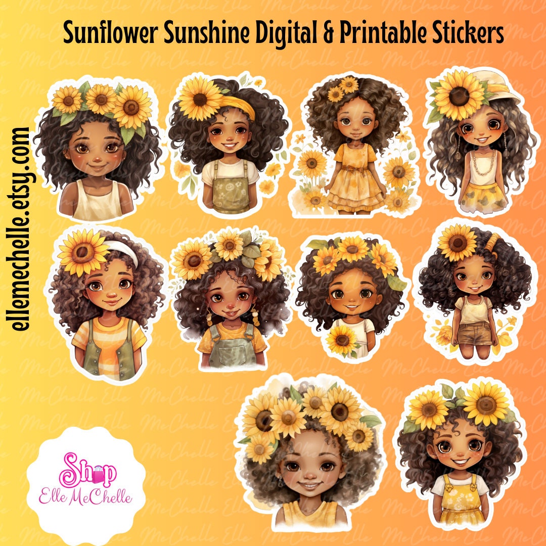 Sunflower Sunshine Digital| Printable Stickers| Planner Stickers - Etsy