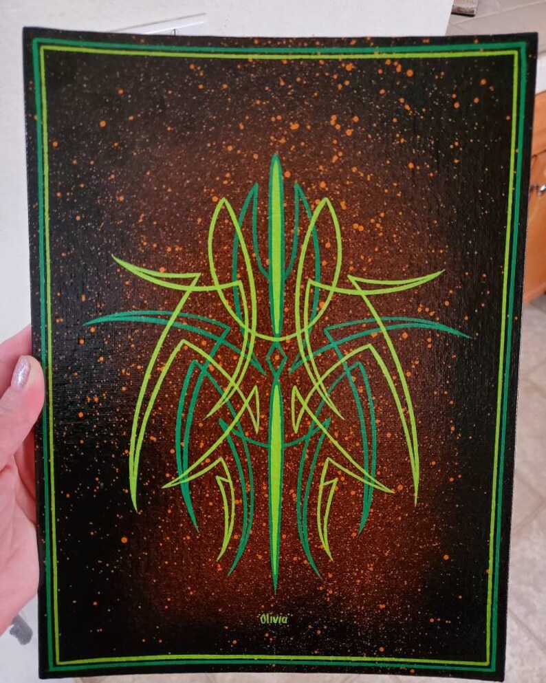 8x10 Black and Orange Hard Canvas With Two Toned Green | Etsy