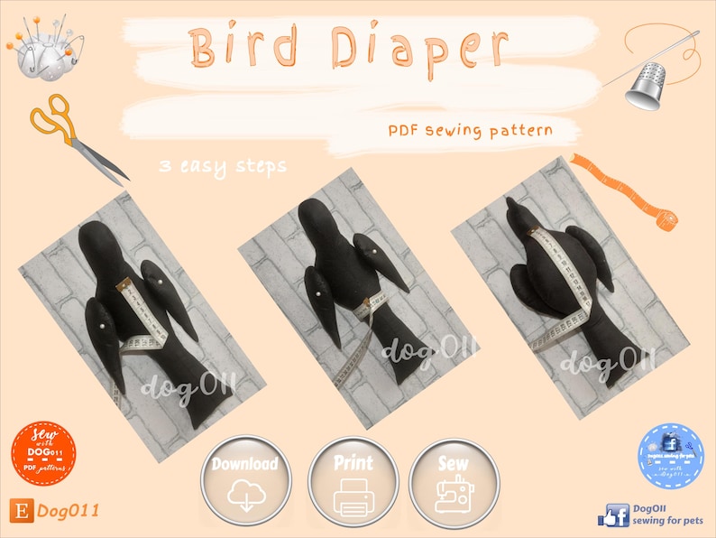 Bird Diaper Sewing Pattern Pigeon/crow Size PDF Digital Download - Etsy