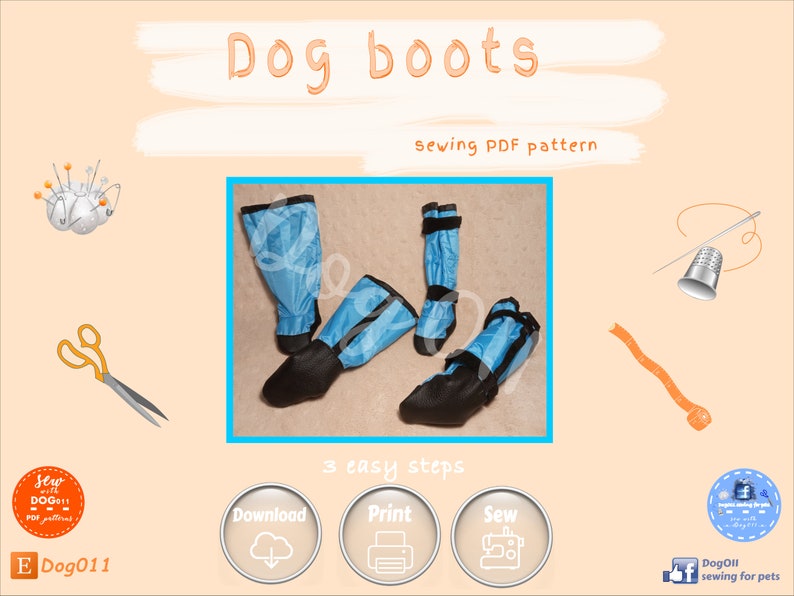 Dog Boots Shoe Pattern Digital PDF Sewing Pattern Download for Small ...