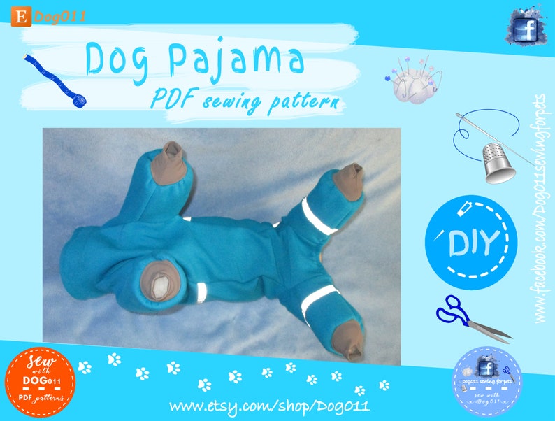 Dog Pajama / Dog Jumpsuit / Dog Onesie / Dog Overall / Sewing for Pets / Sewing PDF Pattern ...