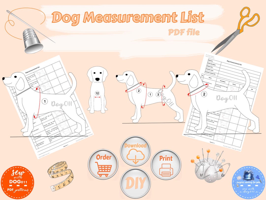 Dog Measurement List Template: DIY Sewing Planner (digital PDF) - Etsy