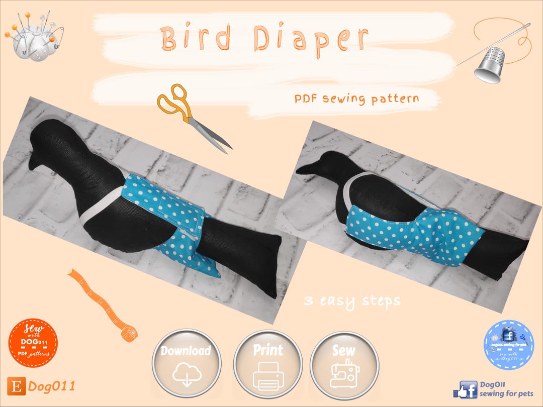 Bird Diaper Sewing Pattern Pigeon/crow Size PDF Digital Download - Etsy