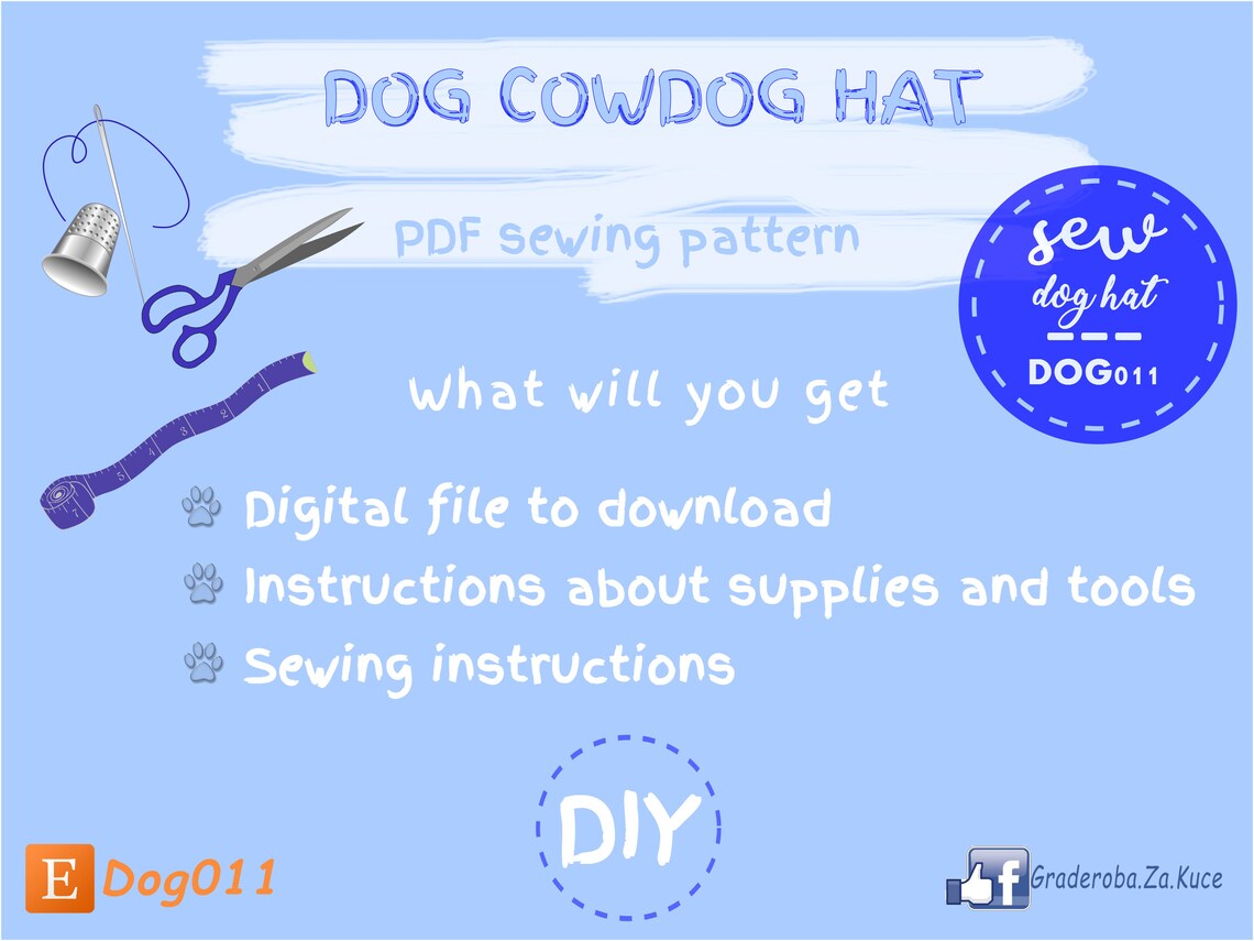 Dog Cowboy Hat PDF Pattern/ Dog Cowdog Hat PDF Pattern/ Sewing PDF ...