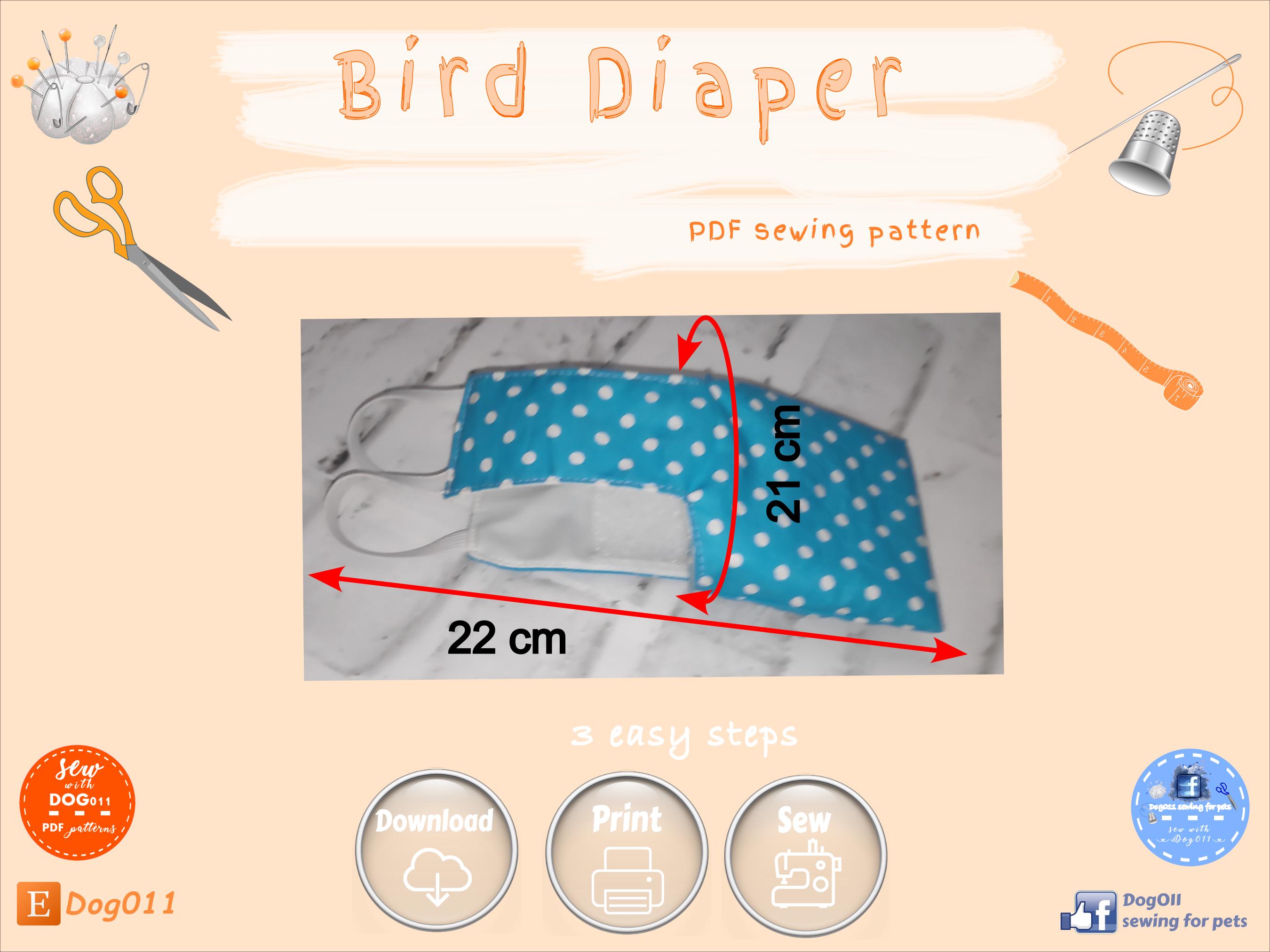 Bird Diaper Sewing Pattern Pigeon/crow Size PDF Digital Download - Etsy