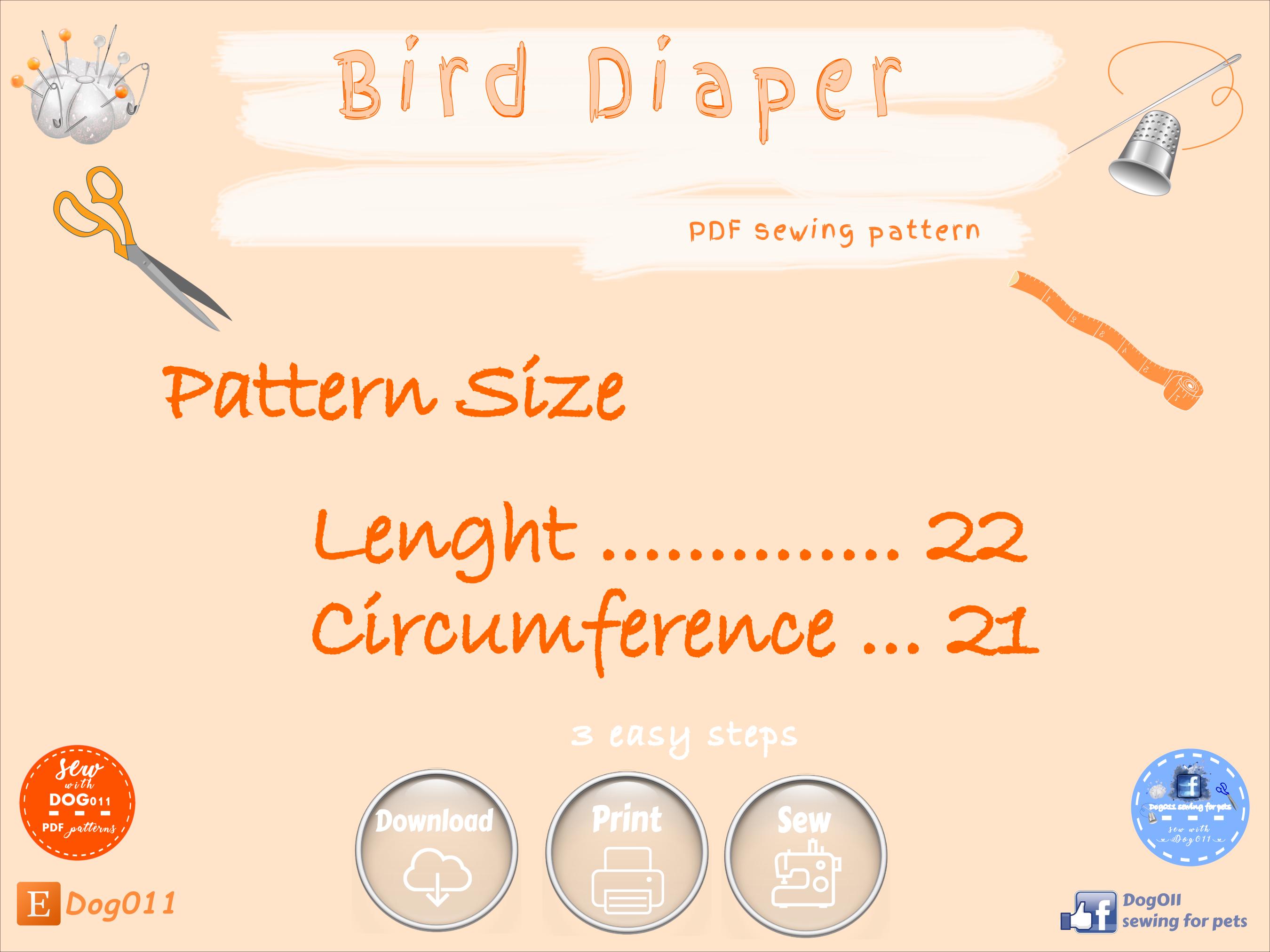 Bird Diaper Sewing Pattern Pigeon/crow Size PDF Digital Download - Etsy