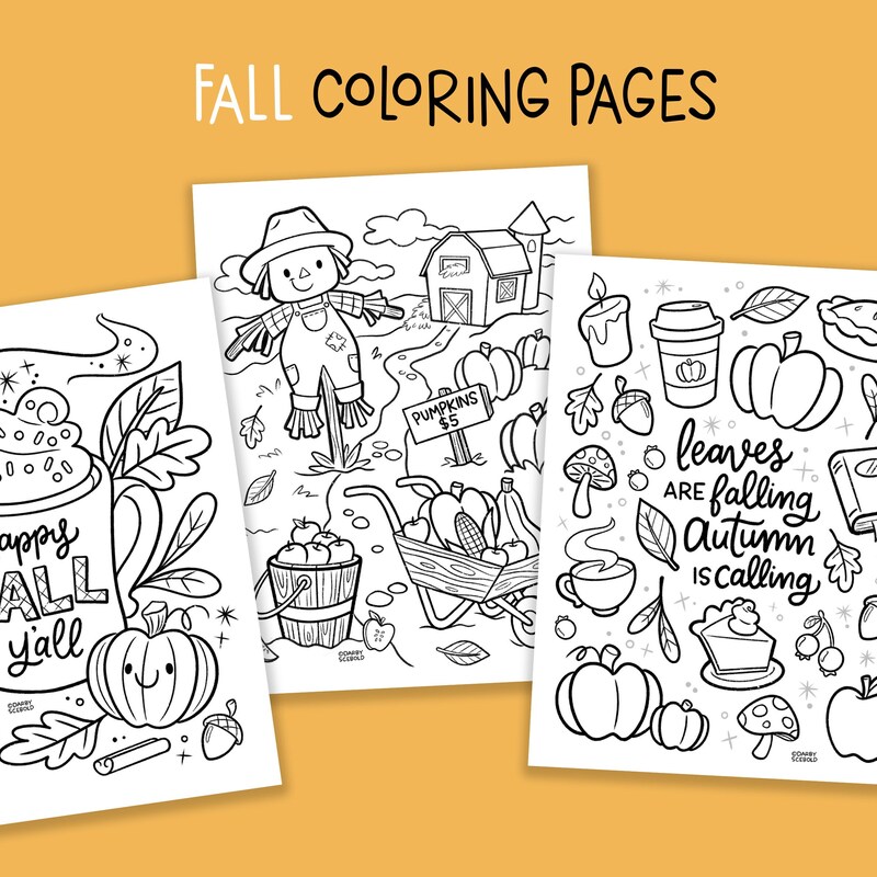Fall Coloring Pages for Kids - Etsy