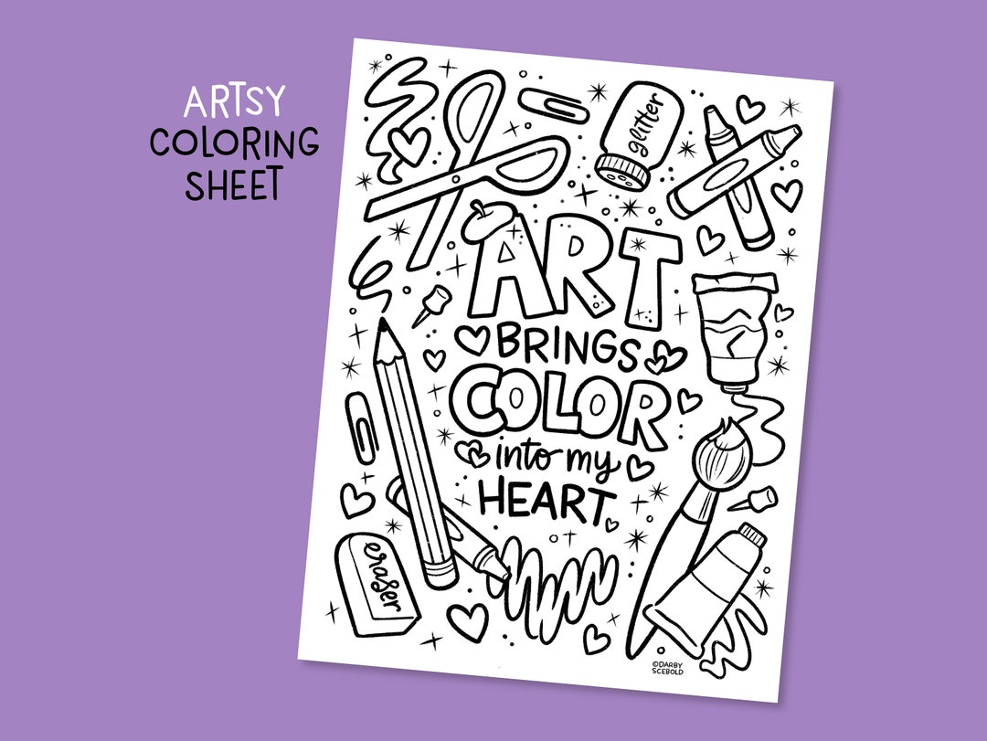 Artsy Coloring Sheet | Art Supply Coloring Page, Back to School ...